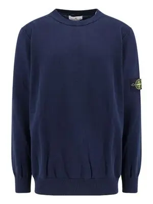 Stone Island Compass Patch Crewneck Jumper - Blue