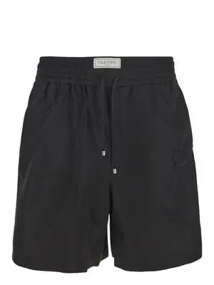 Valentino Garavani Logo Patch Drawstring Shorts - Black