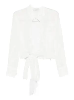 MAZZARELLI Long-sleeved Shirt With Butterfly And Floral Motifs - White