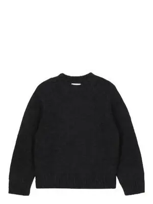 JIL SANDER Crew Neck Sweater With Knitted Details - Black