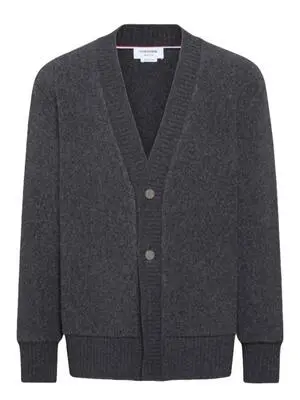 Thom Browne V-neck Wool Cardigan - Black