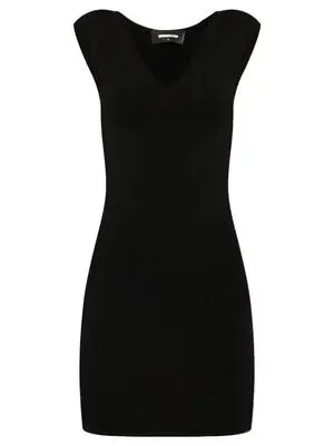 Dsquared2 Logo Plaque V-neck Mini Dress - Black