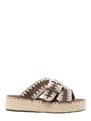 Mou Buckle Strappy Sandals - Brown