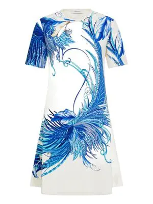 FERRAGAMO Feather Print Dress - Bleuet