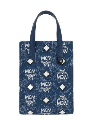 Mcm Aren Denim Mini Tote Bag - Blue