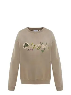 Off-White Logo Print Crewneck Sweatshirt - Brown