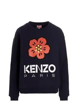 Kenzo Logo Printed Crewneck Sweatshirt - Black