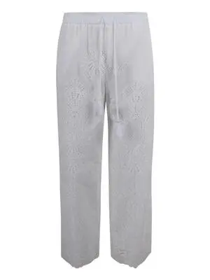 ERMANNO FIRENZE Embroidered Wide-leg Pants - Gray