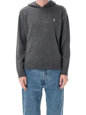 SPORTY  RICH Sporty & Rich Embroidered Knitted Hoodie - Black
