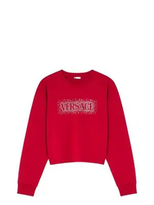 Versace Logo-embellished Crewneck Sweatshirt - Red