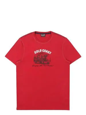 EA7 Logo T-shirt With Round Neck - Red