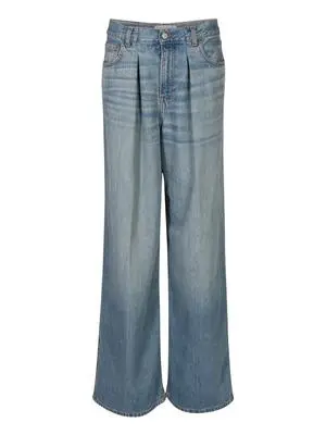 HAIKURE Pleated Wide-leg Jeans With Belt Loops - Gray