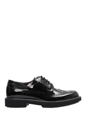 Emporio Armani Patent Leather Wingtip Oxfords - Black