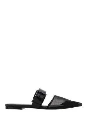 Alexander McQueen Alexander McQueen Pointed-Toe Mesh Slides With Buckle Detail Black