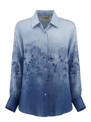 ERMANNO FIRENZE Floral Gradient Long Sleeve Shirt - Blue