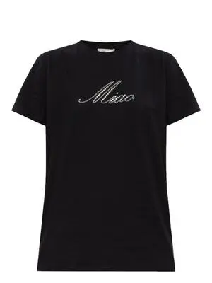 Blumarine Short Sleeve T-shirt With Embellished Logo - Black
