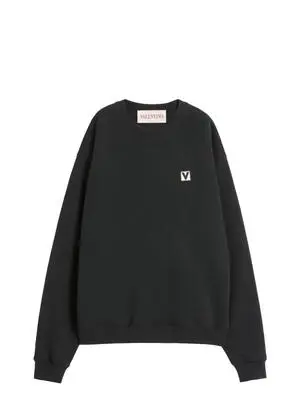 Valentino Garavani Crewneck Sweatshirt With Logo Embroidery - Black