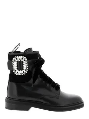 ROGER VIVIER Roger Vivier Embellished Lace-Up Ankle Boots
