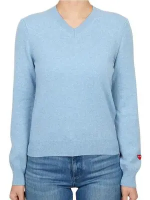 Comme Des Garçons V-neck Long-sleeved Sweater - Blue