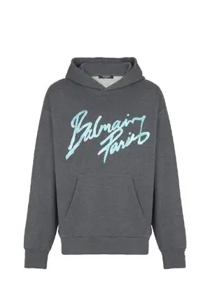 Balmain Printed Logo Hoodie - Grey