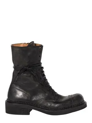 Miu Miu Embossed Logo Lace-up Boots - Black