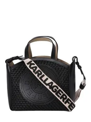 Karl Lagerfeld Small Perforated-logo Tote Bag - Black