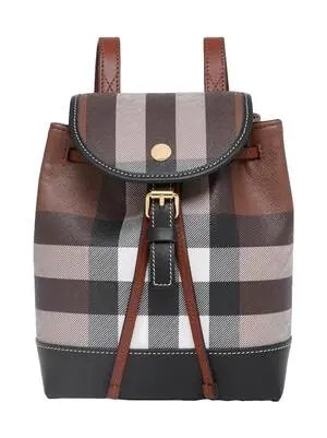 Burberry Checked Foldover Backpack With Leather Trim - Multicolor