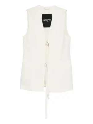 Patrizia Pepe Sleeveless V-neck Gilet With Tie Detail - White