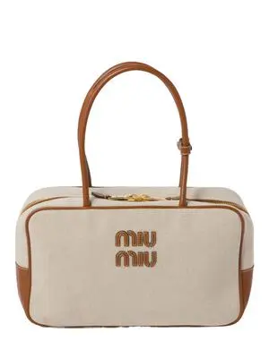 Miu Miu Beau Canvas And Leather Bag - Nude