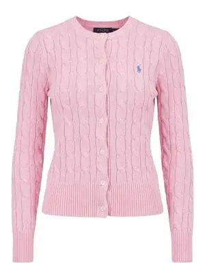Polo Ralph Lauren Polo Ralph Lauren Embroidered Cable-Knit Cardigan Carmel Pink