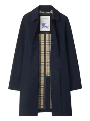Burberry Long-sleeved Button-up Coat - Navy