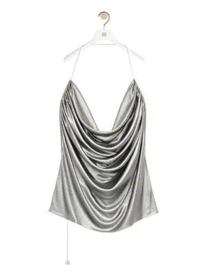 Loewe Draped Laminated Jersey Halter Top - Gray