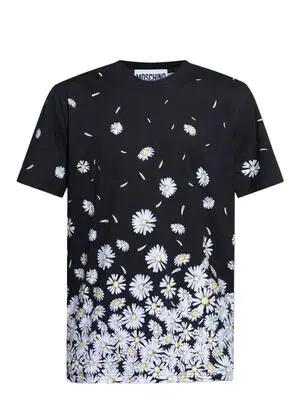 Moschino Flower Printed Crewneck T-shirt - Black