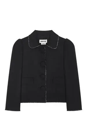 SHUSHU/TONG Embroidered-trim Cropped Jacket - Black