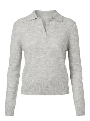 AMOMENTO Lapel Collar Pullover - Grey