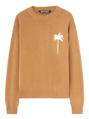 Palm Angels Palm Tree Intarsia Crewneck Knitted Jumper - Brown