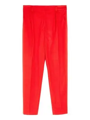 Max Mara Stretch Cotton Gabardine Pipe Pants - Red