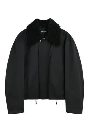 Our Legacy Ace Zipped Jacket With Detachable Faux Fur Collar - Black