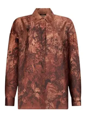 LIU JO Liu Jo Printed Twill Shirt With Gold Galvanic Buttons