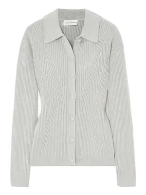Dries Van Noten Ribbed Cardigan - Light Gray