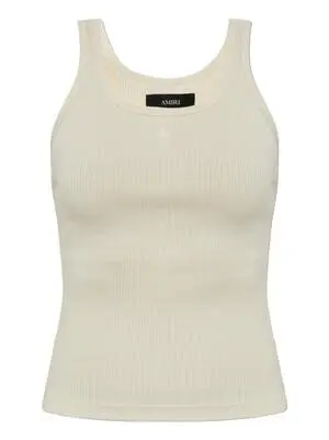 Amiri Ribbed Sleeveless Tank Top - Cream