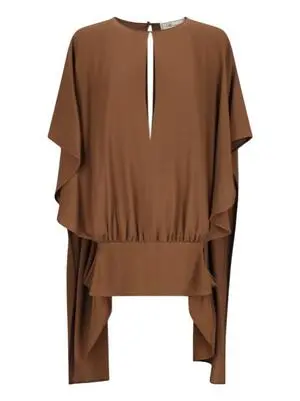 Blumarine Draped Keyhole Top - Brown