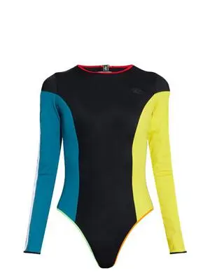 DIESEL® Long-sleeved Color-blocked Swimsuit With Logo - Black