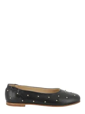 Chloé Ballerina Flats With Gold-tone Studs - Black