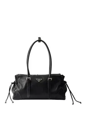 Prada Karin Medium Antiqued Leather Tote Bag - Black