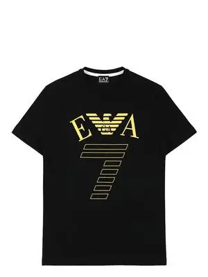 EA7 Logo T-shirt With Round Neck - Black