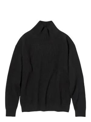 Auralee Ribbed Long Sleeve Sweater - Black