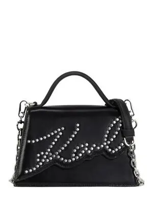 Karl Lagerfeld Signature Studded Cross Body Bag - Black