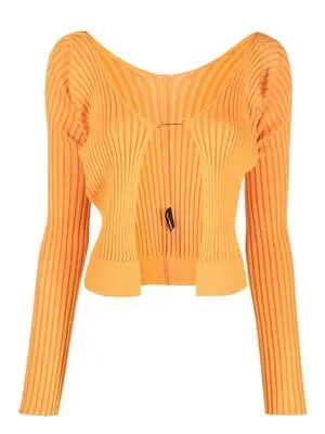 Jacquemus Ribbed Knit Cardigan - Orange