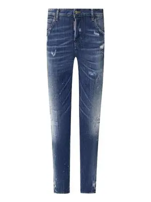 Dsquared2 Distressed Logo Detail Jeans - Blue